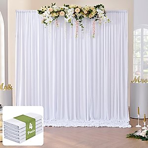 20 ft x 10 ft Wrinkle Free White Backdrop Curtain Panels, Polyester Photography Backdrop Drapes, Wedding Party Home Decoration Supplies