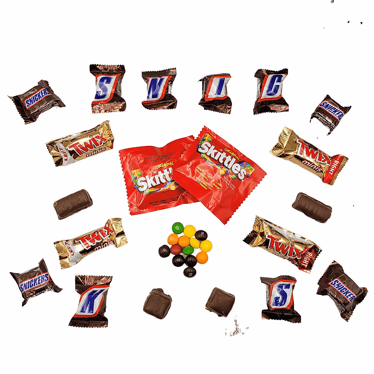 Mars Chocolate assorted candy variety pack, Snickers, Twix, Skittles & Starburst, Individually Wrapped – 2lbs. (85 Pieces)
