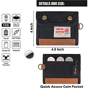 Rough Enough Boys Wallet for Teen Boys Men Kids with Neck Lanyard Keychain Button Closure in Classic Vintage Stylish Black