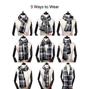 sy soul young Long Cotton Scarf for Men - Warm Fringe Plaid Scarves With Luxurious Gift Box(Burgendy)