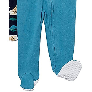 Amazon Essentials Baby Girls' Snug-Fit Cotton Footed Sleeper Pajamas, Pack of 2, Navy/Arctic Creatures, 12 Months