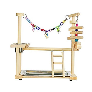 Exttlliy Parrots Bird Playground Birdcage Playstand Play Gym Parakeet Playpen Ladder with Feeder Cup Bird Toys Swing Chew Toy