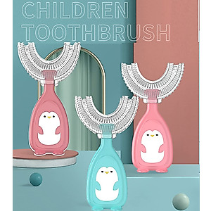 CUKEYOUZ U Shaped Kids Toothbrushes Toddler U Shaped Toothbrush 360° Kids U-Shaped Toothbrush Full Mouth Toothbrush Silicone Brush Head for Age 2-6 & 6-12
