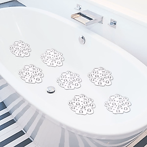 12 Counts Pebble Bath Treads Bathtub Non Slip Stickers Pebble Bath Mat Non Slip Bath Tub and Shower Mat with Suction Cups, Machine Washable (Transparent)
