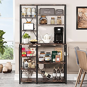 Tribesigns Kitchen Baker's Rack, 5-Tier+6-Tier Kitchen Utility Storage Shelf Table with 10 S-Shaped Hooks and Metal Frame, Workstation Organizer Shelf, 39.3 x 15.7 x 66.9 Inches
