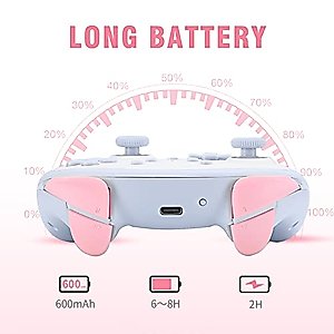 IINE Cute Switch Controller, Bluetooth Cartoon Kitten Nintendo Switch Controllers Wireless, Kawaii Light Switch Gaming PC Controller with TURBO/Double Vibration Function