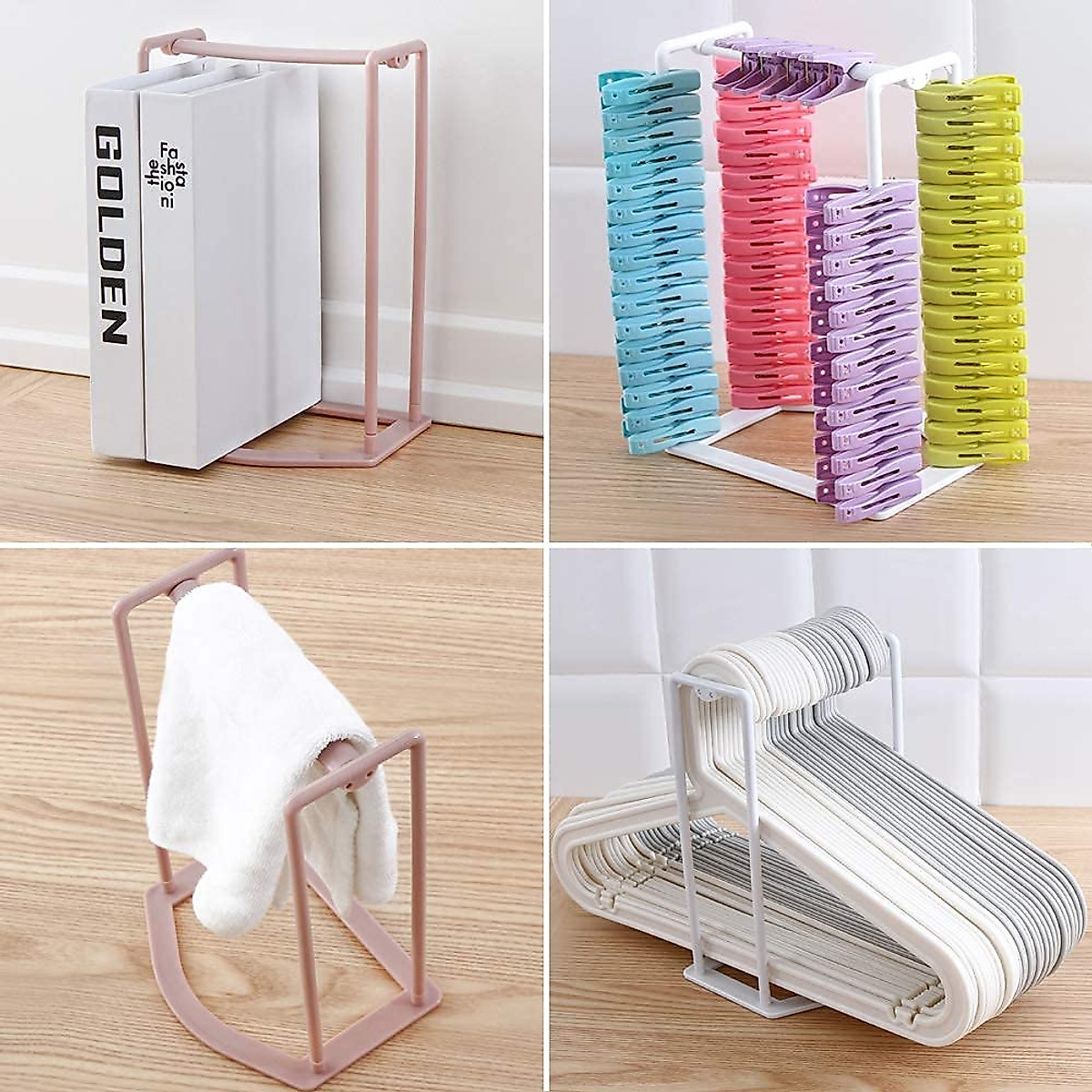 HAKDAY Hanger Stacker Organizer Stand, White Portable Hanger Holder Laundry Room Organization Hanger Rack Storage