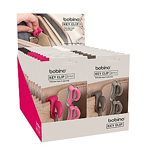 Bobino | Key Clip | Clip On Key Holder | Key Hook For Bag | Key Clip For Purse | Key Holder For Keychain | Purse Accessories | Key Chain Hooks & Compact Key Holder | Key Hanger | 2 Pack Charcoal