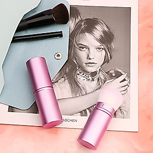 UNIMEIX Kabuki Foundation Brush Retractable Kabuki Makeup Brush Travel Face Kabuki Makeup Brush for Liquid, Cream and Flawless Powder Cosmetics (Pink,Round top)