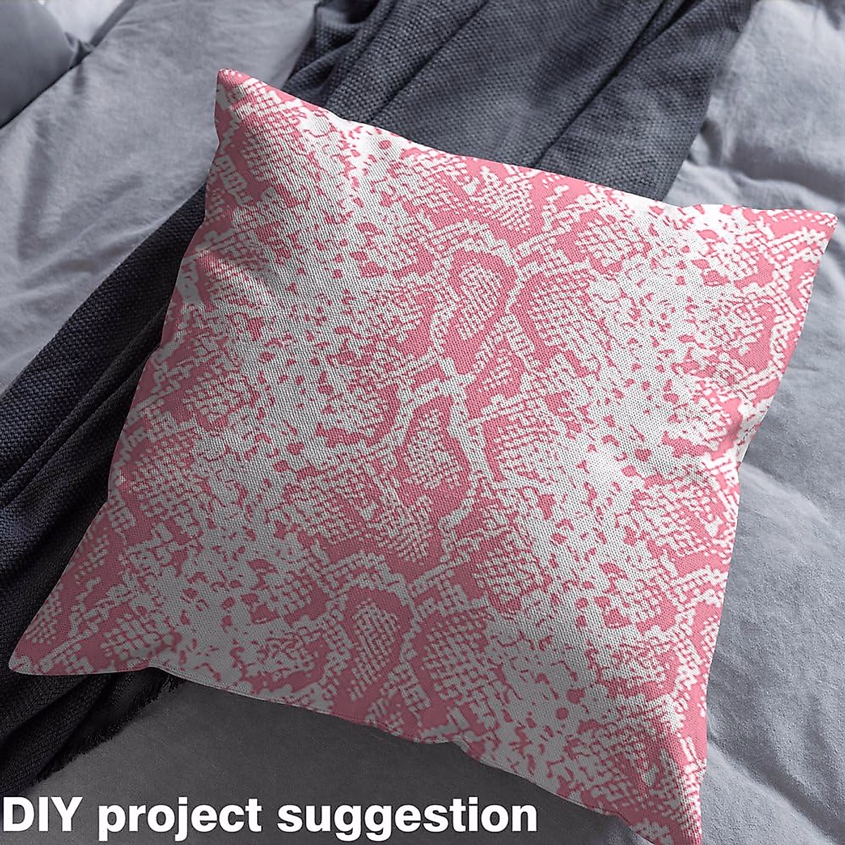 Snake Fabric by The Yard, Snakeskin Upholstery Fabric, Reptile Wild Animal Skin Decorative Fabric, Exotic Tribe Tropical Wildlife Serpentine Little Dragon Indoor Outdoor Fabric, Pink White, 1 Yard