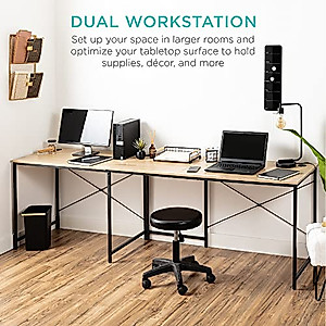 Best Choice Products 94.5in Modular L-Shaped Desk, Corner Computer Workstation, Long 2-Person Study Table for Home, Office w/Adjustable Legs, 200lb Capacity, Customizable Set Up - Oak/Black