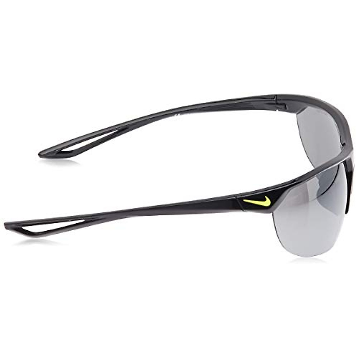 Nike Golf Cross Trainer Sunglasses, Black/Volt Frame, Grey with Silver Flash Lens