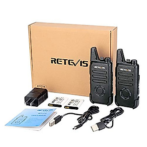 Retevis RT22S Walkie-Talkies Rechargeable,Small Walkie Talkies for Adults,VOX Alarm Channel Signal Display,Compact Two Way Radios for Family Community Gift Skiing(2 Pack)