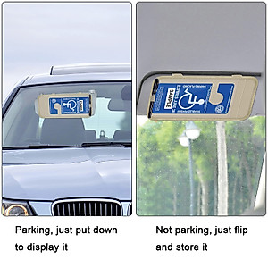 Handicap Placard Holder for Auto, Wisdompro Disabled Parking Permit Sign Protector for Car Sun Visor with Note Paper Slot, Pen Holder and Elastic Strap - Khaki