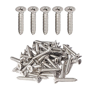 IMScrews 100pcs #8 x 1" (25mm) Stainless Flat Head Phillips Wood Screws 18-8 (304) Stainless Steel Countersunk Self Tapping Screws
