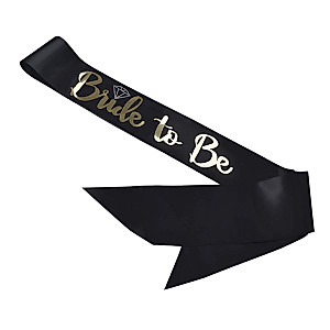 MioCloth Black Bridal Wedding Veil with Comb and Bride to Be Satin Sash, Bachelorette Party Decorations Supplies for Women Gold Letter