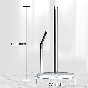 VANNESSE Paper Towel Holder Countertop with Weighted Non-Slip Base for Kitchen,Marble Paper Towel Holder Stand with Spring Arm(Brushed Nickel)