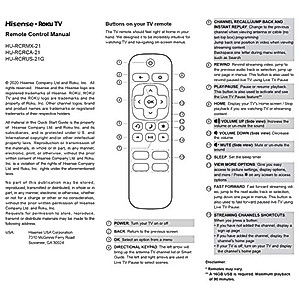 Hisense Roku TV IR Remote