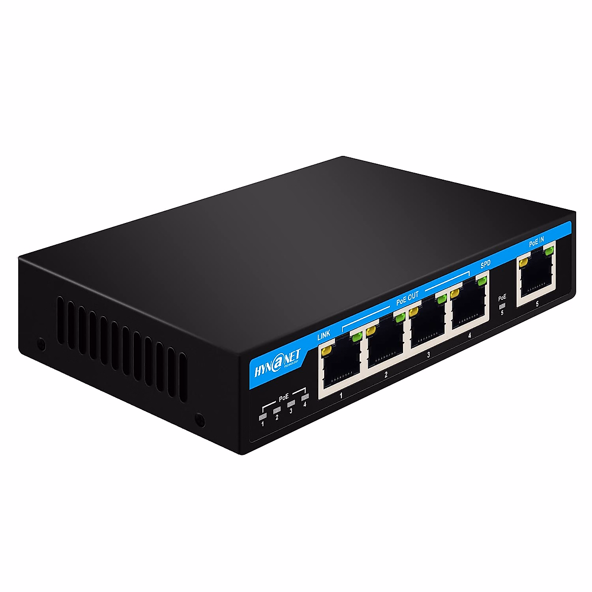 PX204 4 Port Gigabit PoE Extender with IEEE802.3af/at/bt Standard 1 Port 90W in 4 Port 30W Out PoE Repeater for Camera,VOIP