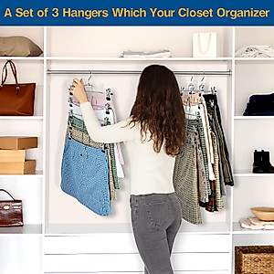3 Piece Skirt Hangers,Pants Hangers Space Saving,Hanges with Clips 5 Tier,Closet Organizers and Storage Magic Hangers,Clothes Hangers Space Saver,Closet Organization for Skirt,Trousers,Jeans,Legging