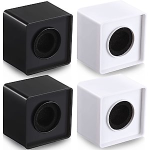 4 Pcs Microphone Flag Station Portable Square Cube Shaped Mic Flags ABS Foam Microphone Flag Microphone Accessories for Interview KTV Reporter Host (White, Black)