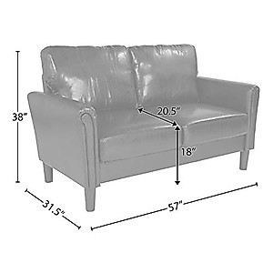 Flash Furniture Bari Upholstered Loveseat in Black LeatherSoft