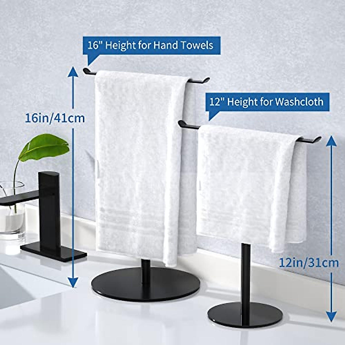 Towel Rack T-Shape Hand Towel Holder for Bathroom,Headband Holder and Lightweight Bathroom Towel Racks,Kitchen Towel Rack Black Hand Towel Holder,Stainless Steel Waterproof Bathroom Counter Organizer