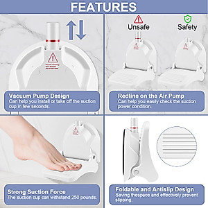 Shower Foot Rest with Reusable Suction Cup for Shaving Legs,Anti-Slip Shower Pedal with No Drilling Suction Cup,Foldable Shower Step with Powerful Suction Cup for Pregnant Woman & Back Pain Sufferers