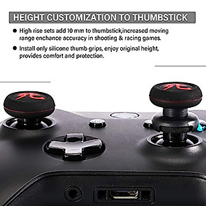 Playrealm FPS Thumbstick Extender & Printing Rubber Silicone Grip Cover 2 Sets for Xbox Series X/S & Xbox One Controller(Death of Kanji)