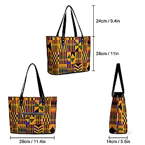 African Kente Cloth Ethnic Art Pattern Women Tote Bag Top Handle Handbags Satchel Shoulder Bag Funny Printed