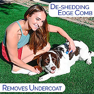 Horicon Pet 6 In 1 Premium Dog Brush Set - Dog Grooming Brushes - Ball Pin & Bristle Brush, Curved Blade Dematting Comb, Slicker Brush, Deshedding Edge Comb, Detangling Pet Comb