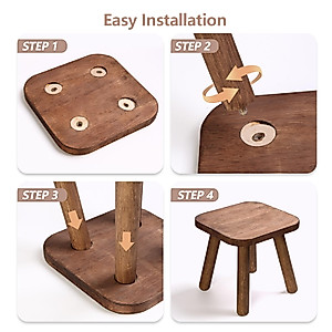 Jurath Wooden Step Stool for Adults Step Stool for Toddlers Plant Stool Small Wooden Stool with Four Detachable and Assembled Legs Nicely Balanced (Classic 9.3inch)