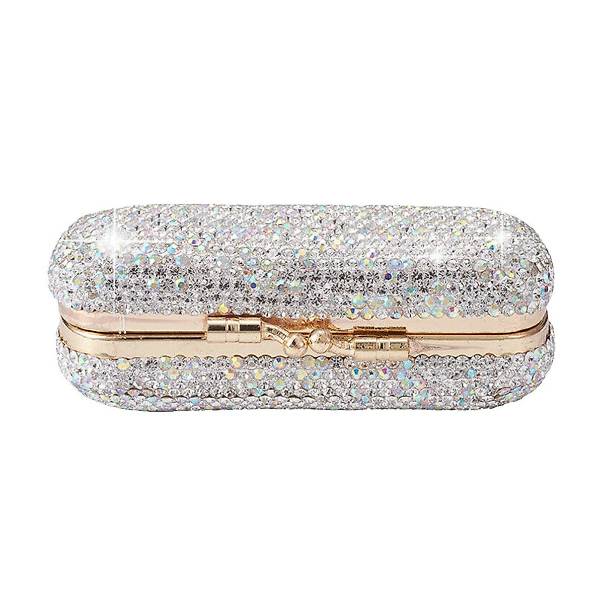 CALIDAKA Lipstick Case Holder with Mirror Crystal Lipstick Organizer for Travel Ladies Fashion Portable Glitter Shiny Diamonds Rhinestone Clip Holder Luxury Lip Gloss Makeup Storage Bag