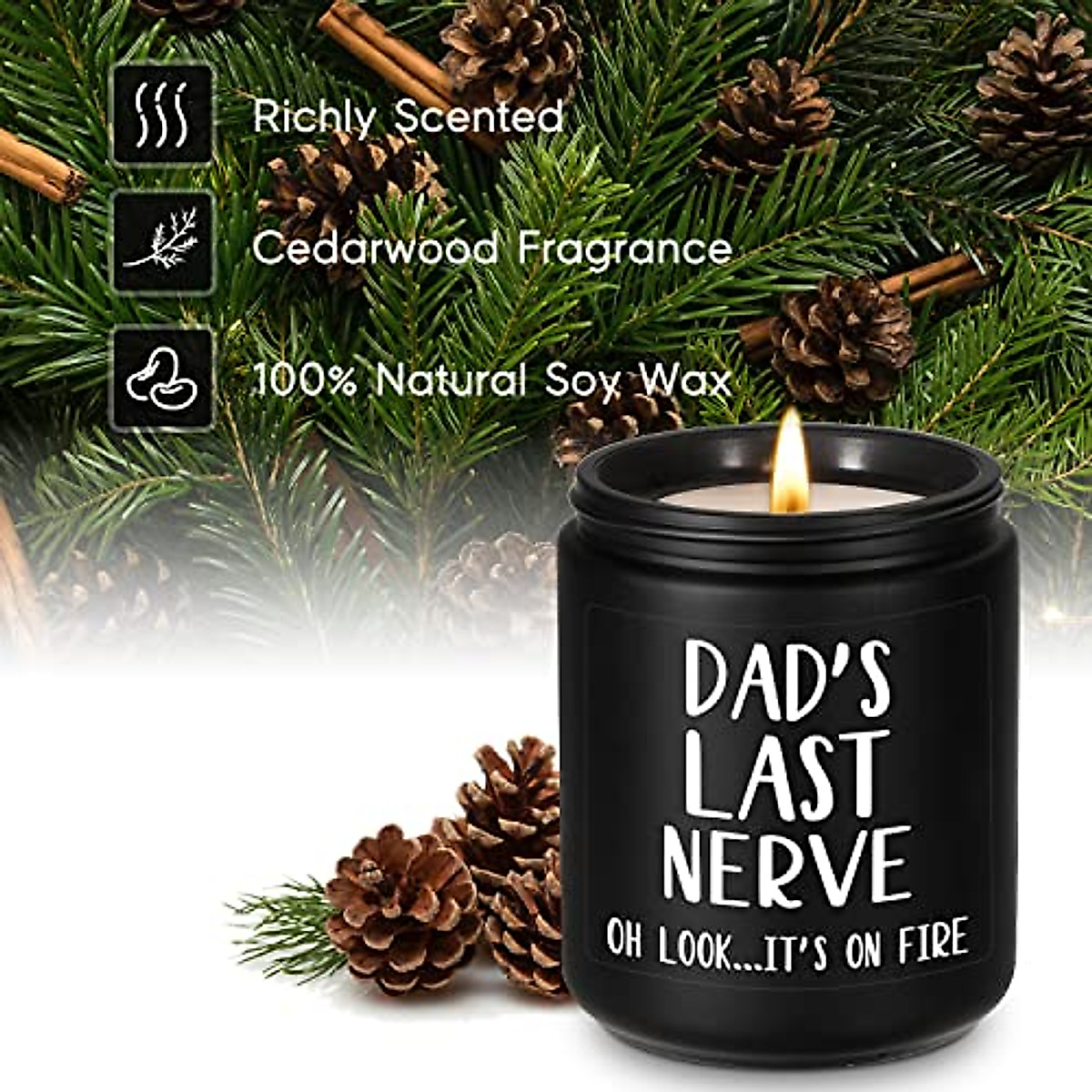 Miracu Manly Candles for Dad - Dads Last Nerve - Funny Dad Gifts, Dad Birthday Gifts from Daughter, Son - Relaxation, Fathers Day Relaxing Gifts for Dad, Father, Best Dad, Daddy - Bday Gifts for Dad