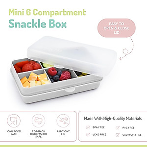 melii Mini Snackle Box – 6 Compartments, Divided Snack Container, Food Storage for Kids and Adults, Removable Dividers, Arts & Crafts, Beads, BPA-Free, Grey