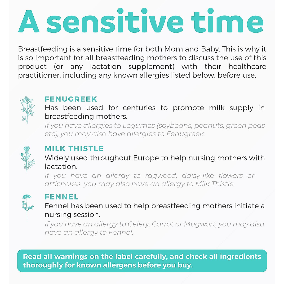 USDA Organic Lactation Supplement - Increase Milk Supply with Herbal Breastfeeding Support - Aid for Mothers - Organic: Fenugreek Seed, Fennel & Milk Thistle - 60 Vegan Capsules (No Pills or Cookies)