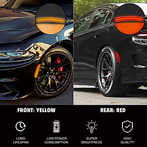 Somusen LED Side Marker Light Compatible with Dodge Charger 2015-2022 Smoked Lens Amber Front & Red Rear Signal Lamp Assembly Kit, Replace 68214405AA 68214404AA 68214127AA