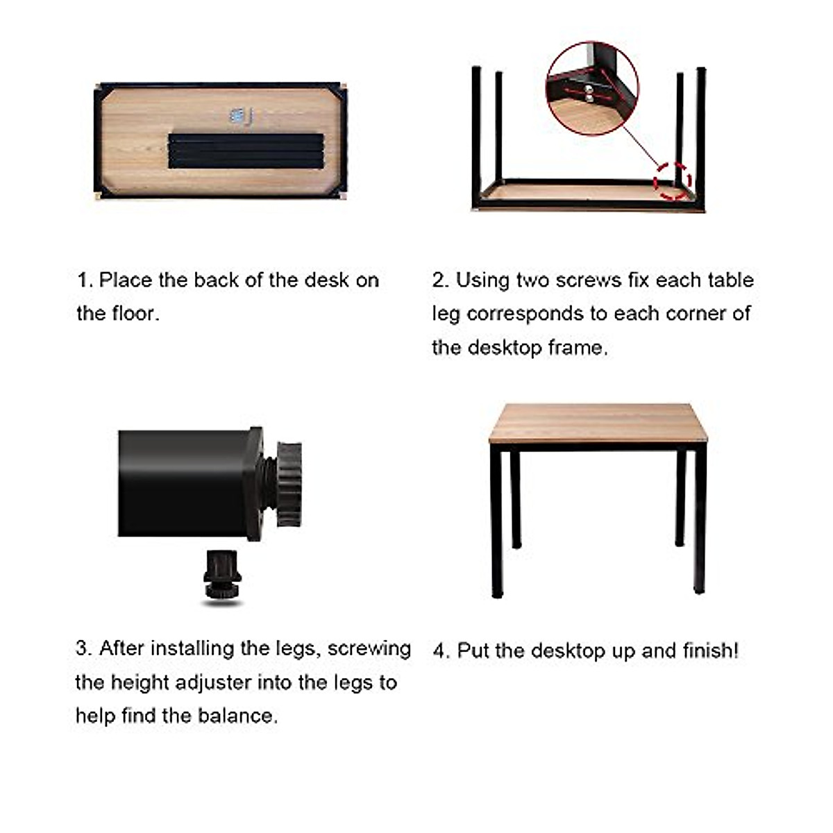 Need Small Square Dining Table- 31-1/2'' Sturdy and Heavy Duty Writing Desk for Small Spaces and Writing Table Desk, Teak Color Desktop & Black Frame AC3BB(8080) Breakroom Table