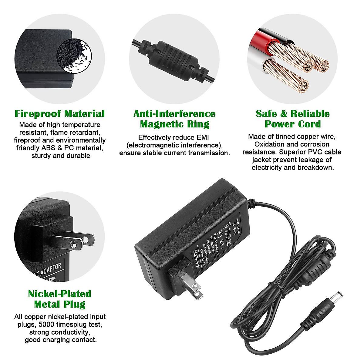 12V 4A Power Supply Adapter - LeTaoXing AC 100-240V 50/60Hz to DC 12V/4A 48W Charger 5.5mm x 2.5mm 12V4A for LED Strip Light LED Driver CCTV Security System
