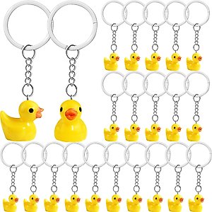 HKACSTHI 30 Pieces Duck Keychain Rubber Duck Keychain Resin Duck Keychain Mini Duck Keychains for Cruising 3D Duck Chains Duck Charms Pendant Accessories Duck Party Favors