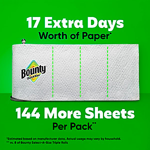 Bounty Quick-Size Paper Towels, White, 8 Family Triple Rolls = 27 Regular Rolls
