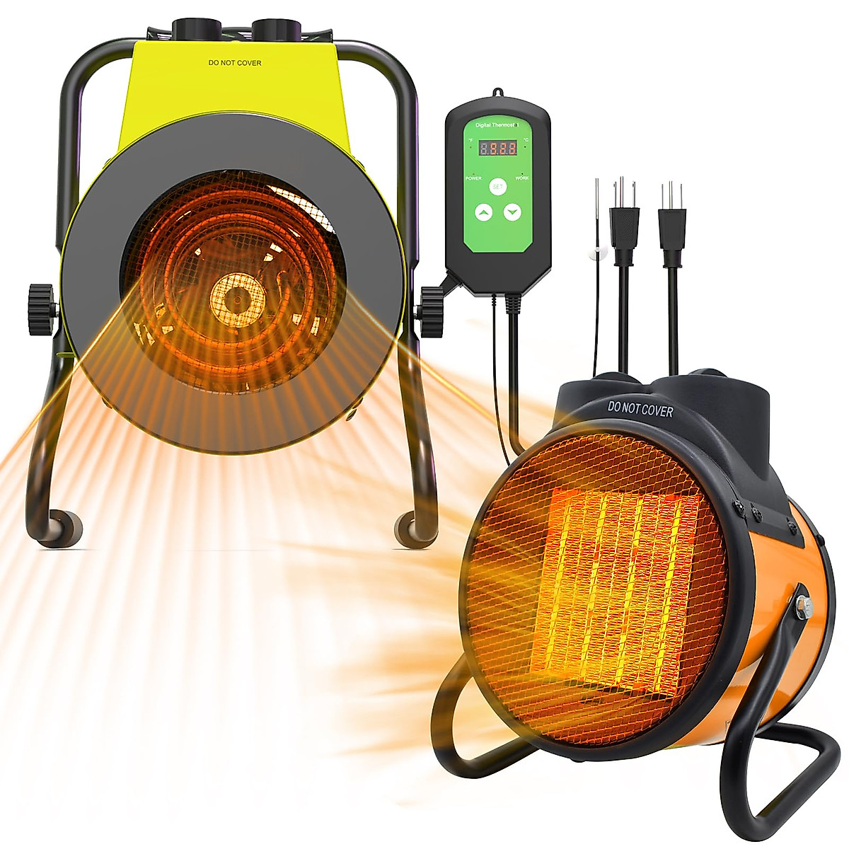 Greenhouse Heater with Digtal Thermostat, Outdoor Patio Heater for Grow Tent, Overheat Protection, Fast Heating, Space Heater For Greenhouse, Workplace