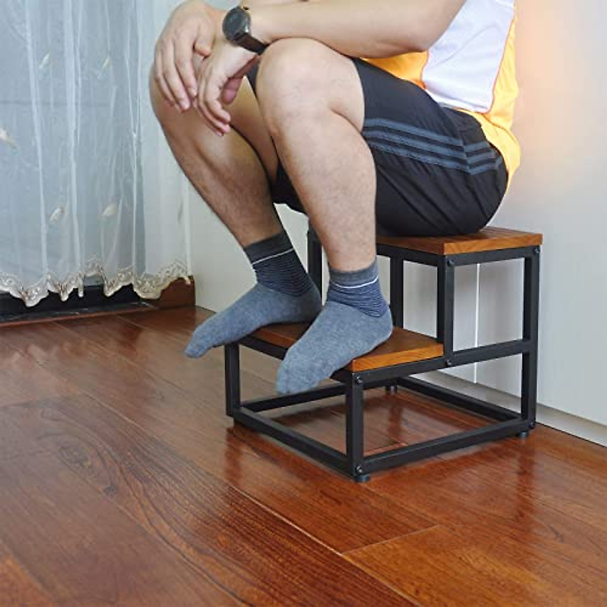 Step Stools for Bedside for Adults with 400lb Load Capacity -Assembly Required(Ebony)