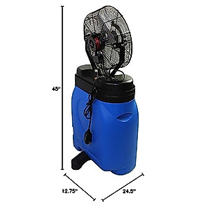 Ventamatic CDMP 1420BLU 14" Premium Misting Fan, 20 Gal Cooler, Blue/Black