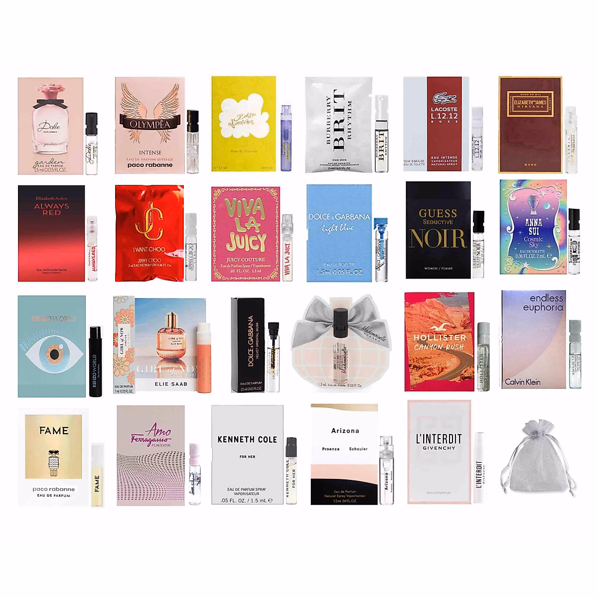 Women's fragrance sampler set - Designer perfume sample Lot x 8 Vials