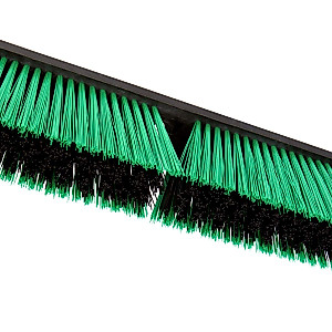 Tidy Tools 24'' Push Broom Outdoor with Long Handle Wide Stiff Bristles Heavy-Duty Brush Commercial Shop Broom for Cleaning Garage Kitchen Patio Bathroom Deck Concrete Wood Stone Tile Floor, Green