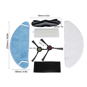 TOPINCN Sweeper Accessories Kit for Yeedi K650 Vacuum Cleaner, Washable Mop Mop Rolling Brush Side Brush Filter Screen Set Vacuum Cleaner Replacement Parts