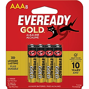 Eveready Gold Alkaline AAA Batteries, 8 Pack of Triple A Batteries