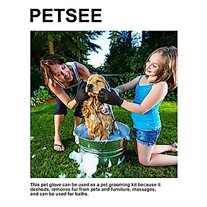 Pet Hair Products - Pet Grooming Gloves & Pet Grooming Brush with Massage Pet Hair Remover for Dogs Cats Long & Short Fur Blue, Perfect Massage Petting Tool for Cats, Dogs & Horses (Blue, 1 Pair)