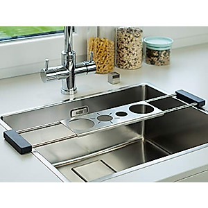 Sanni Shoo Drip.it | Multifunctional Space Saving Stainless Steel Kitchen Sink Caddy | Bottle Holder | Compatible with Sodastream Bottles for Aqua Fizz, Penguin and Other Bottles | Drainer & Organizer